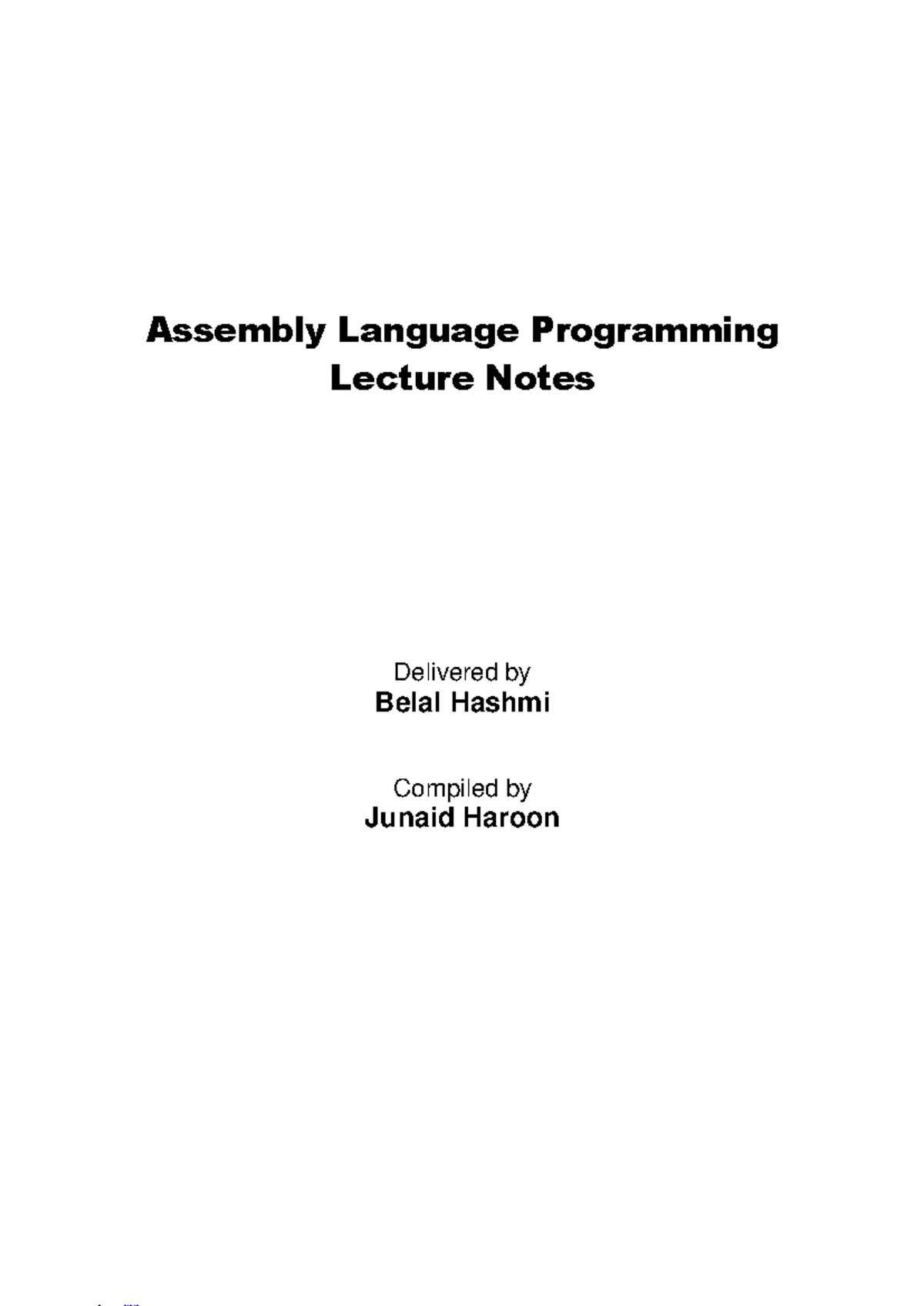 CS401 Final Exam Lecture Notes on Assembly Language Programming - Studocu