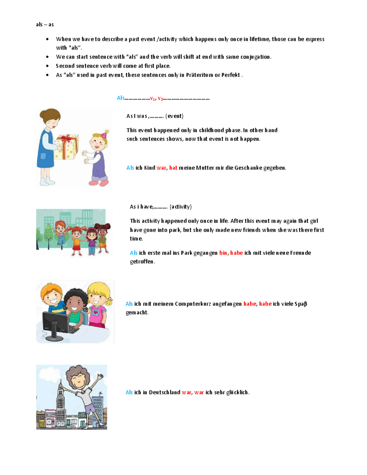 Als - Wenn: German Grammar Notes for Language Learners - Studocu