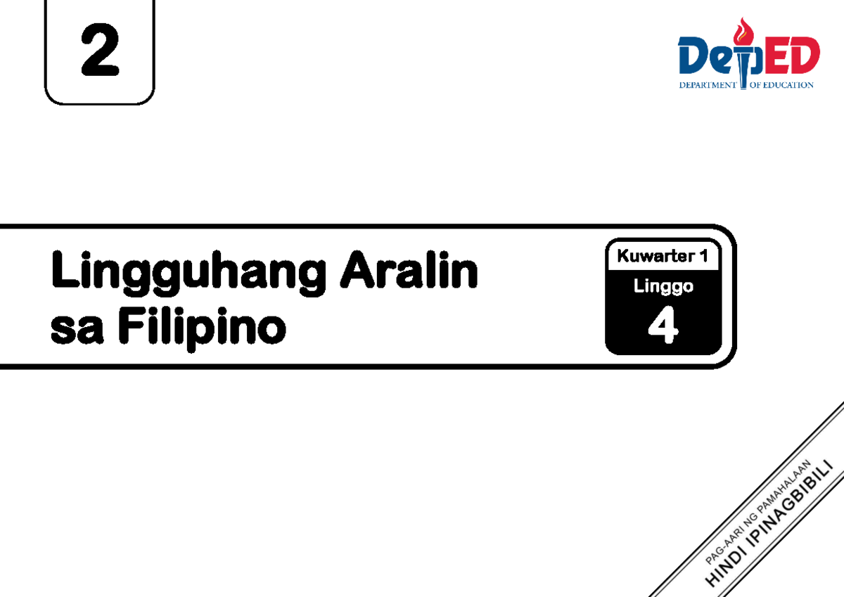 LE Filipino 2 Q1 W4 - Pagsasanay sa Aralin at Kasanayan - Studocu