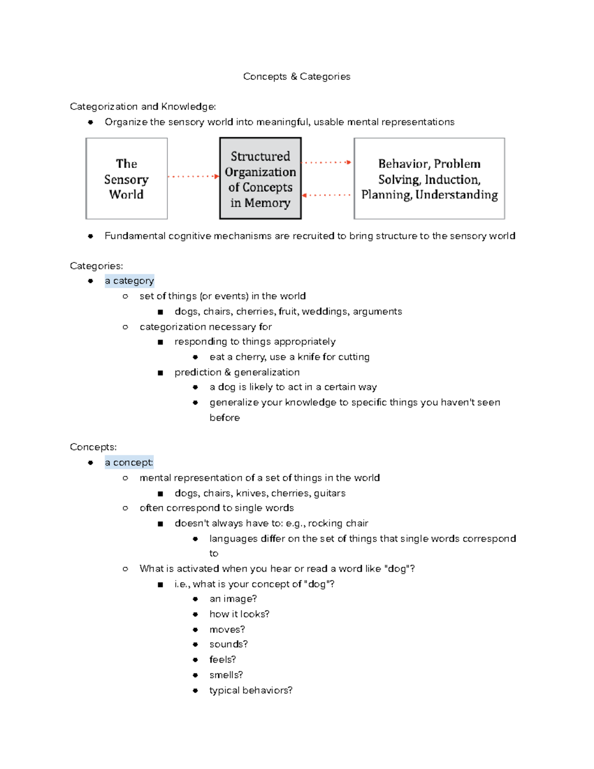 Cognitive Psych Lecture 11: Concepts, Categories, and Knowledge - Studocu
