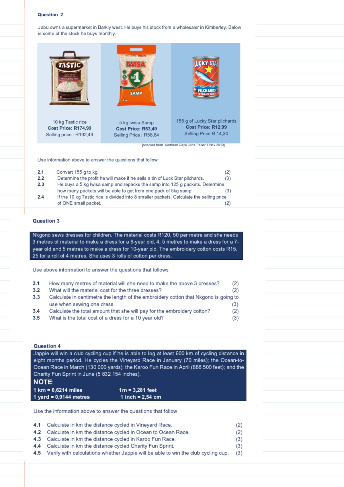 Grade 12 Maths Literacy: Measurements & Conversions Practice 2025 - Studocu