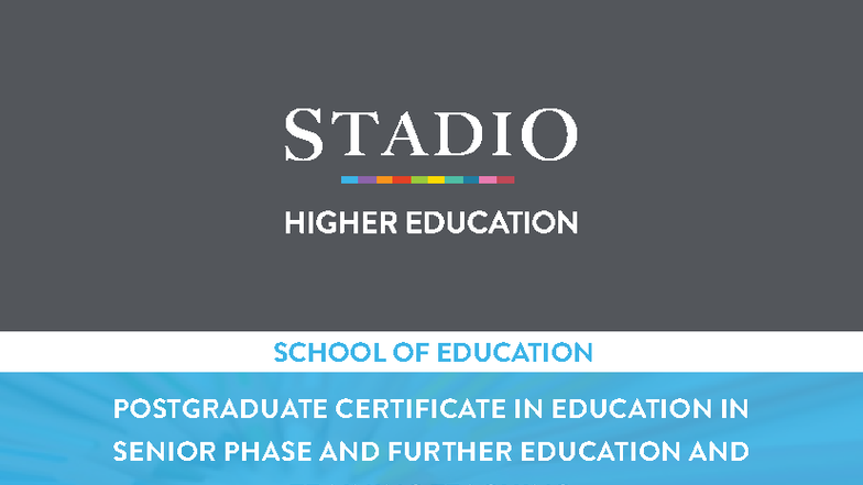 SOE - PGCE in Senior Phase & FET Teaching (Distance Learning) 2024 ...