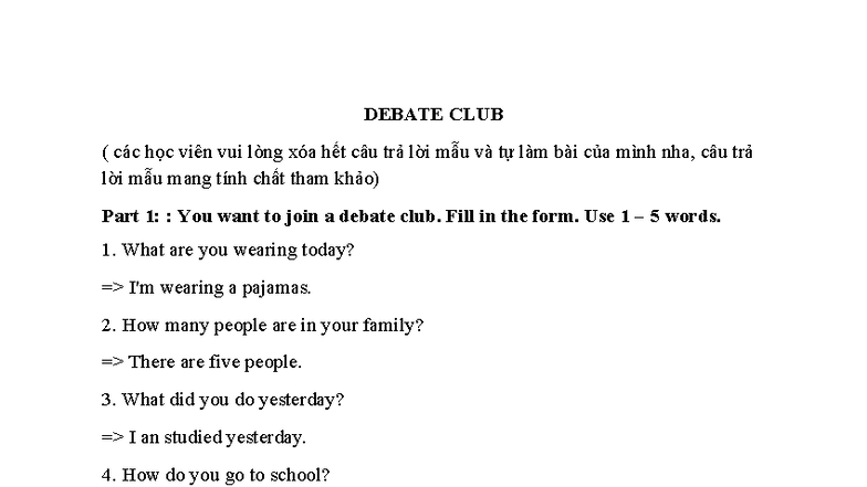 Debate Club Activities and Reflections - Studocu
