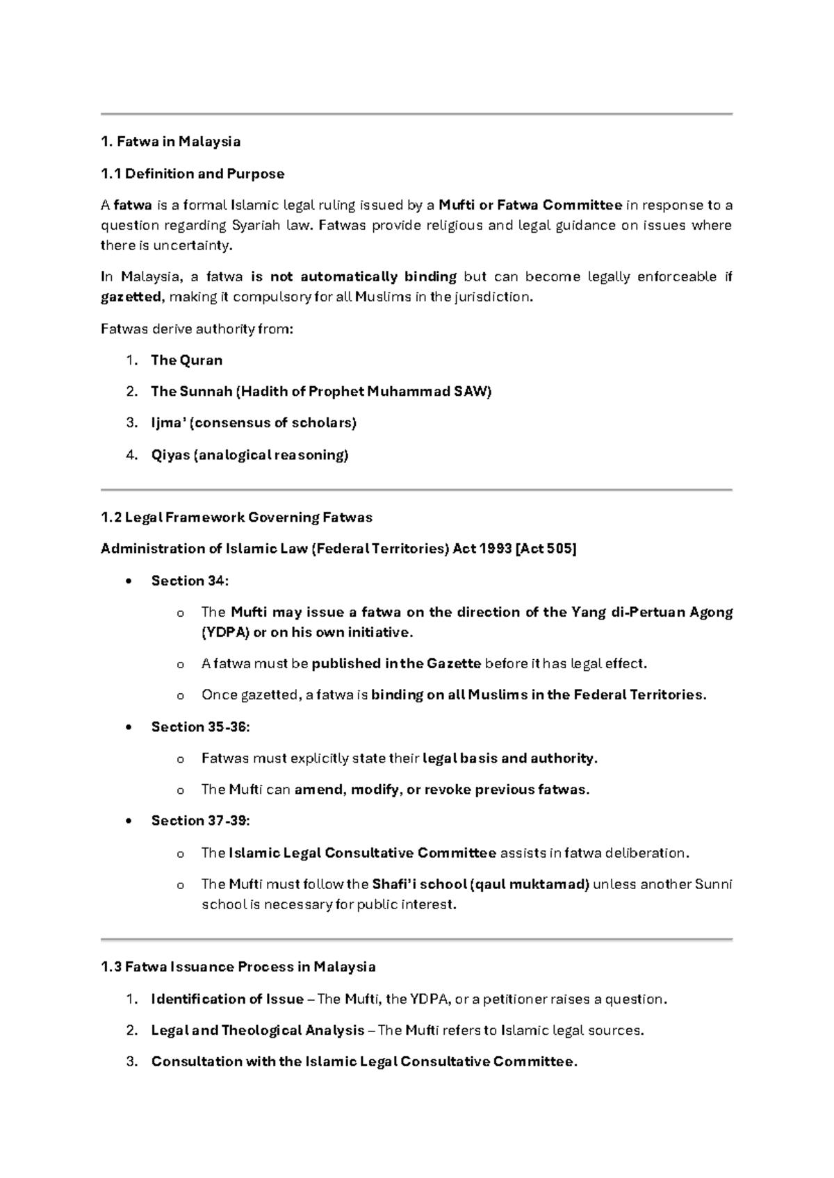 Mils - for finals - Fatwa in Malaysia 1 Definition and Purpose A fatwa ...