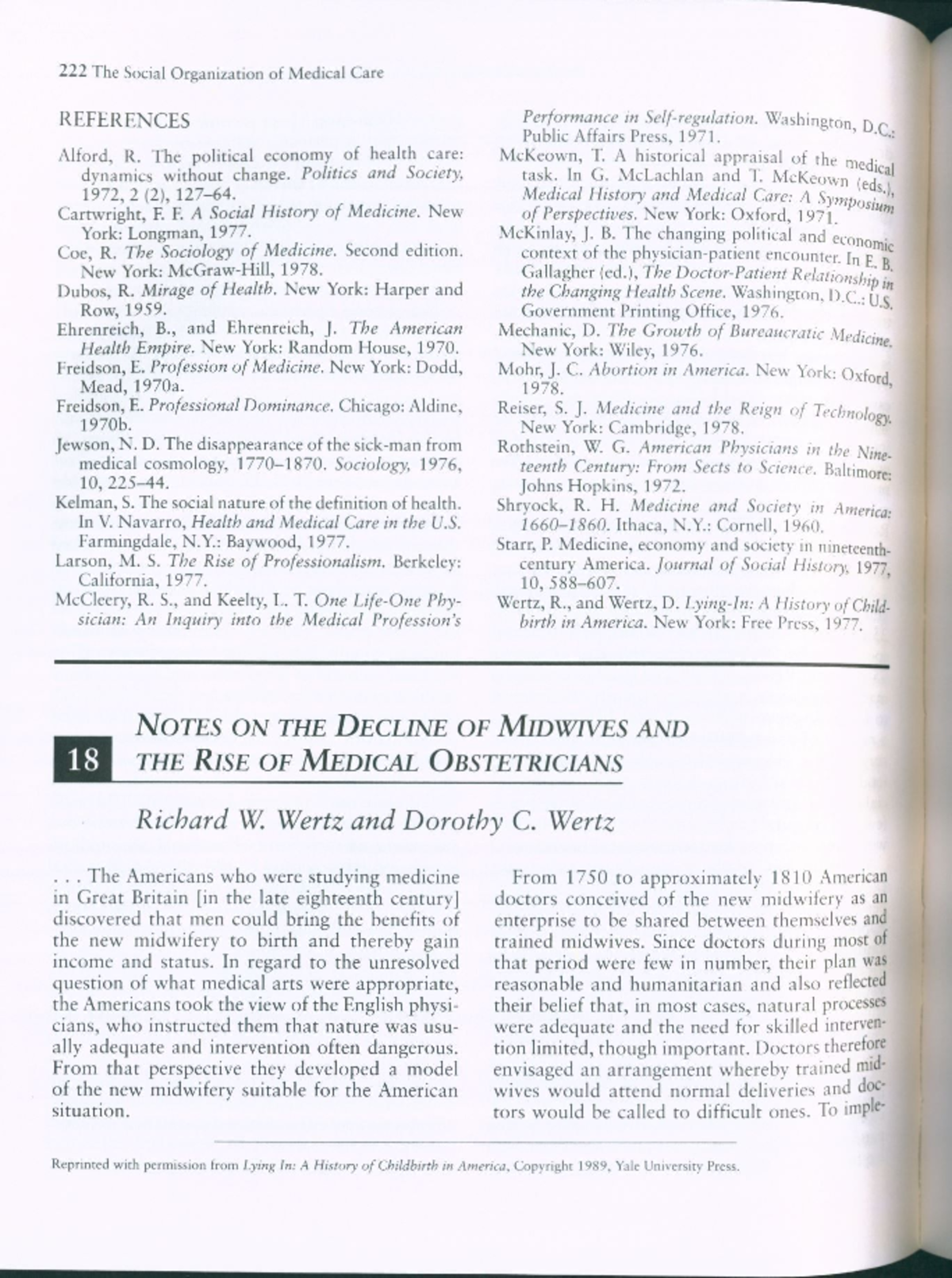 Wertz and Wertz 1990 - The Social Organization of Medical Care ...