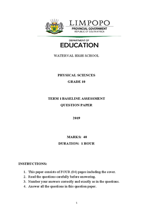 Physical Sciences Grade 10 Formal Experiment TERM 1 PART 2 2021 ...