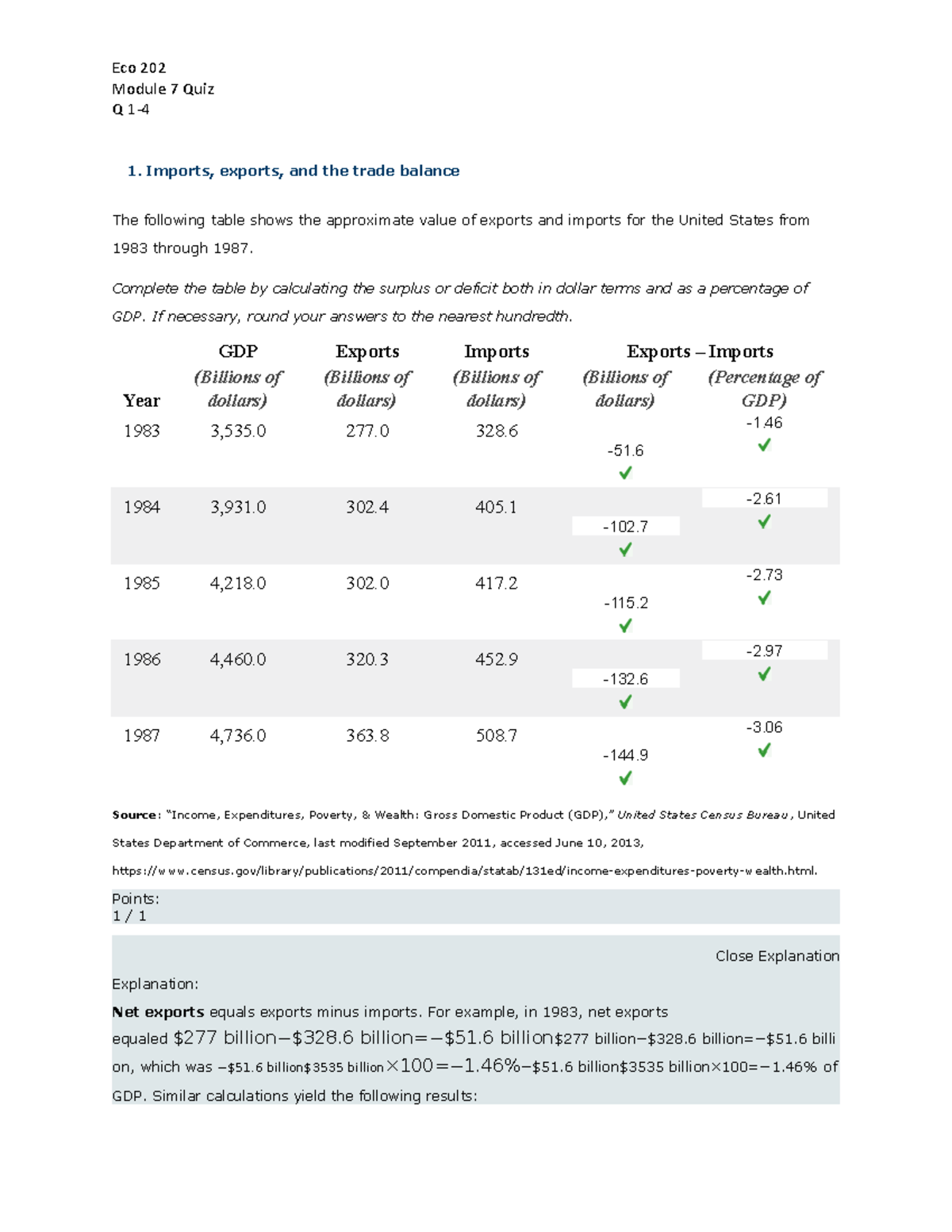 Eco202 - Module 7 Quiz Notes & Explanations for Questions 1-4 - Studocu