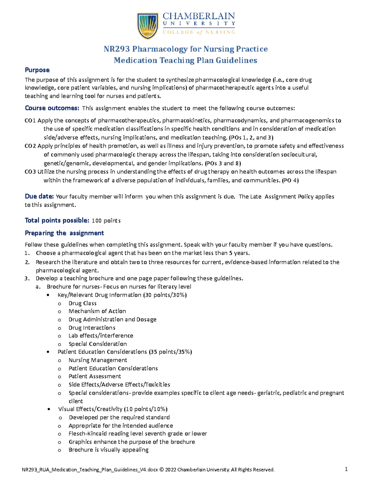 NR 293 Medication Teaching Plan: Guidelines & Best Practices - Studocu