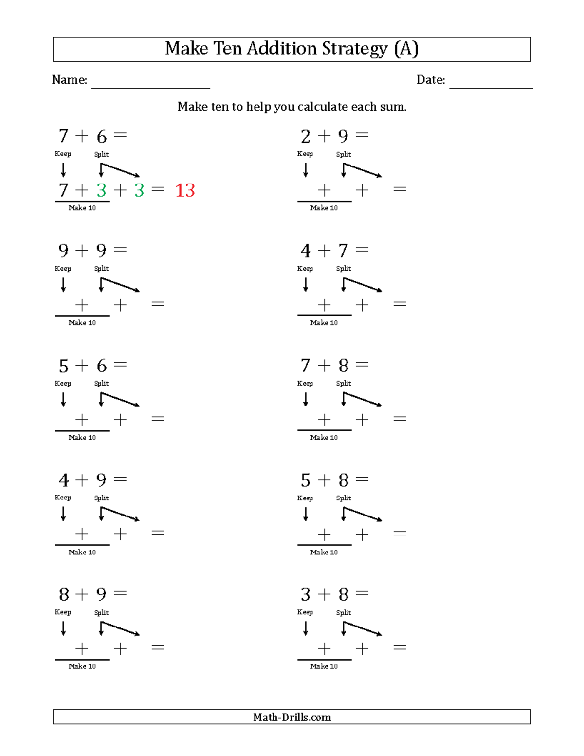 Ten Addition Strategies: Make Ten Method (A-P) for Math Mastery - Studocu