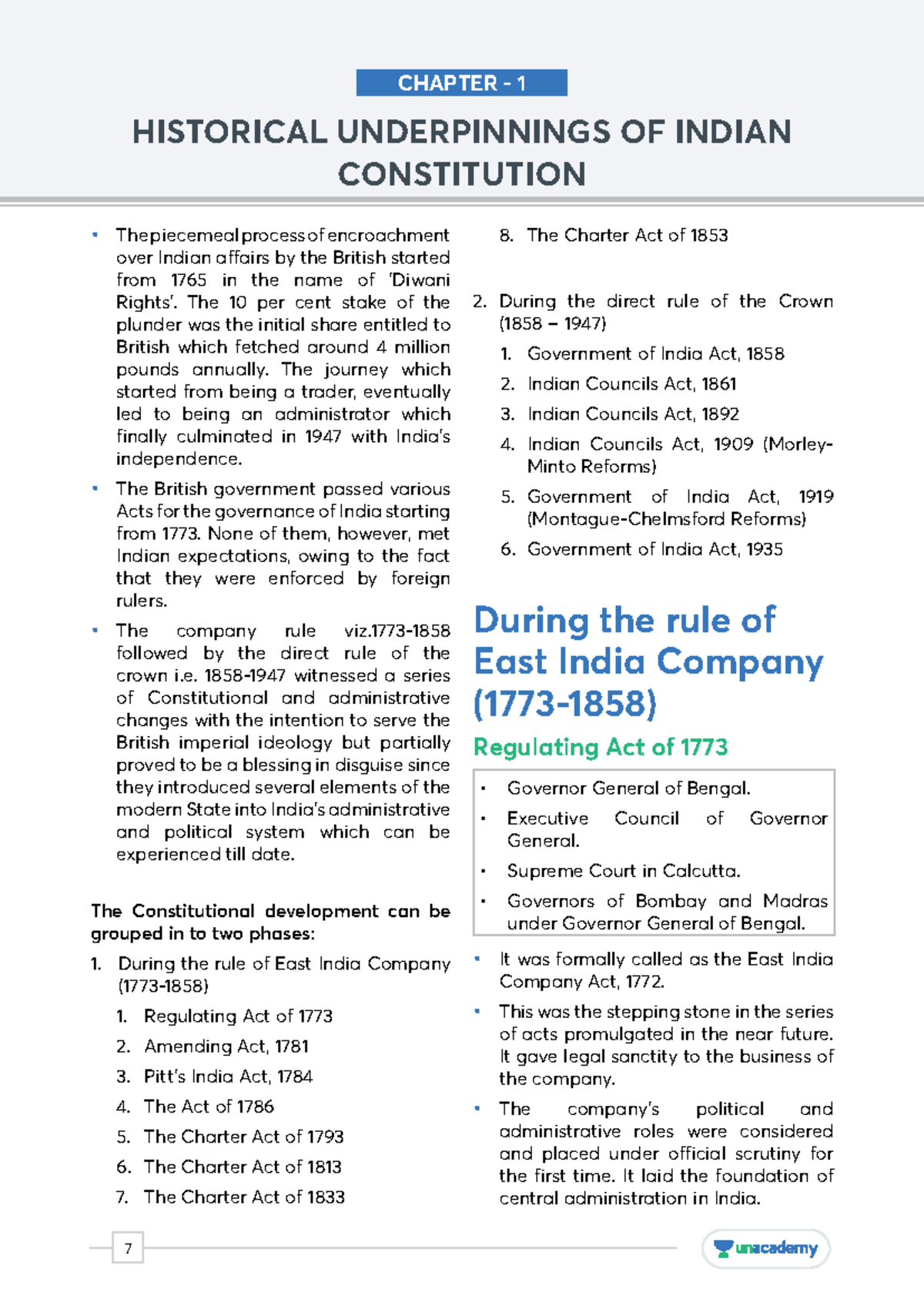 CHAPTER 1: HISTORICAL UNDERPINNINGS OF INDIAN CONSTITUTION (POLITY 1 ...