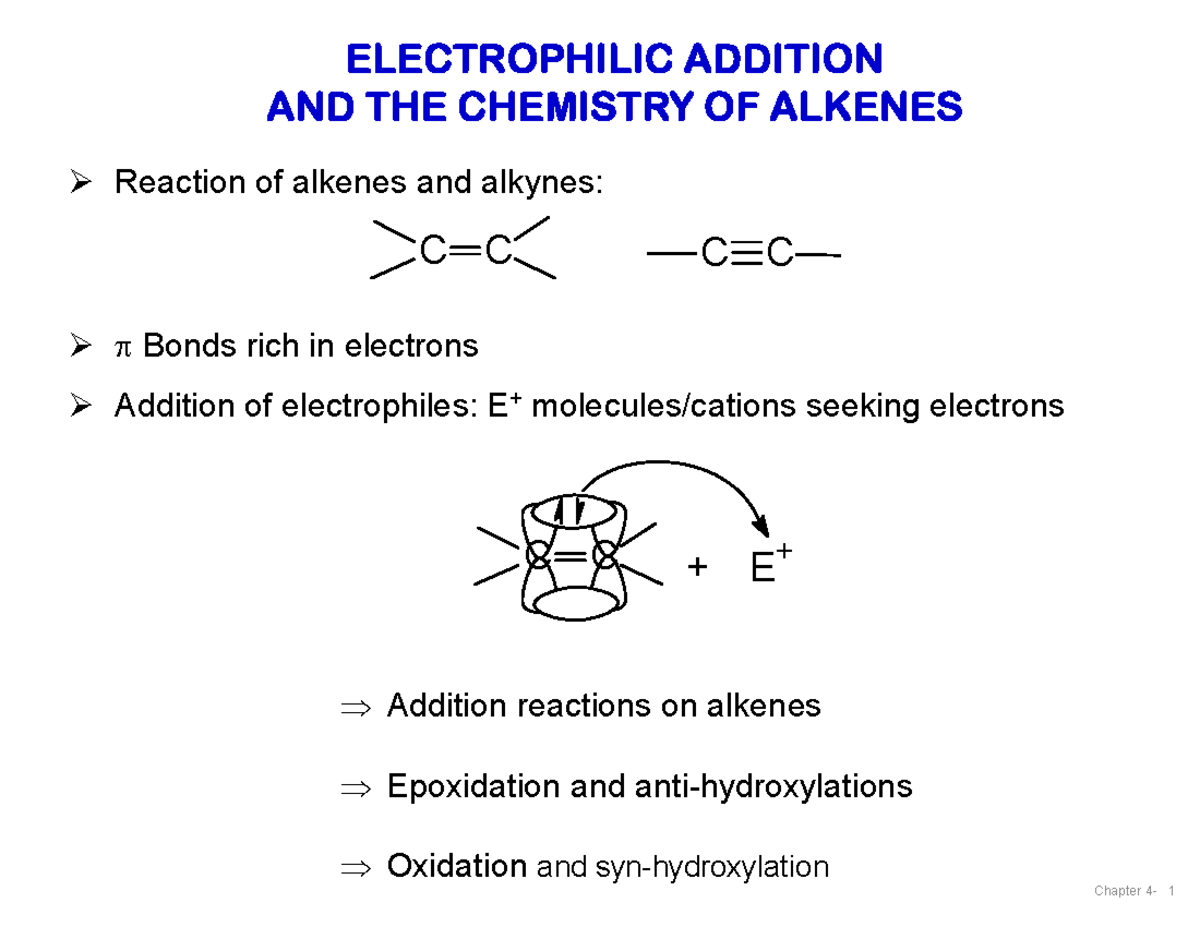 Chap4 Notes: Electrophilic Addition & Alkene Chemistry - Studocu