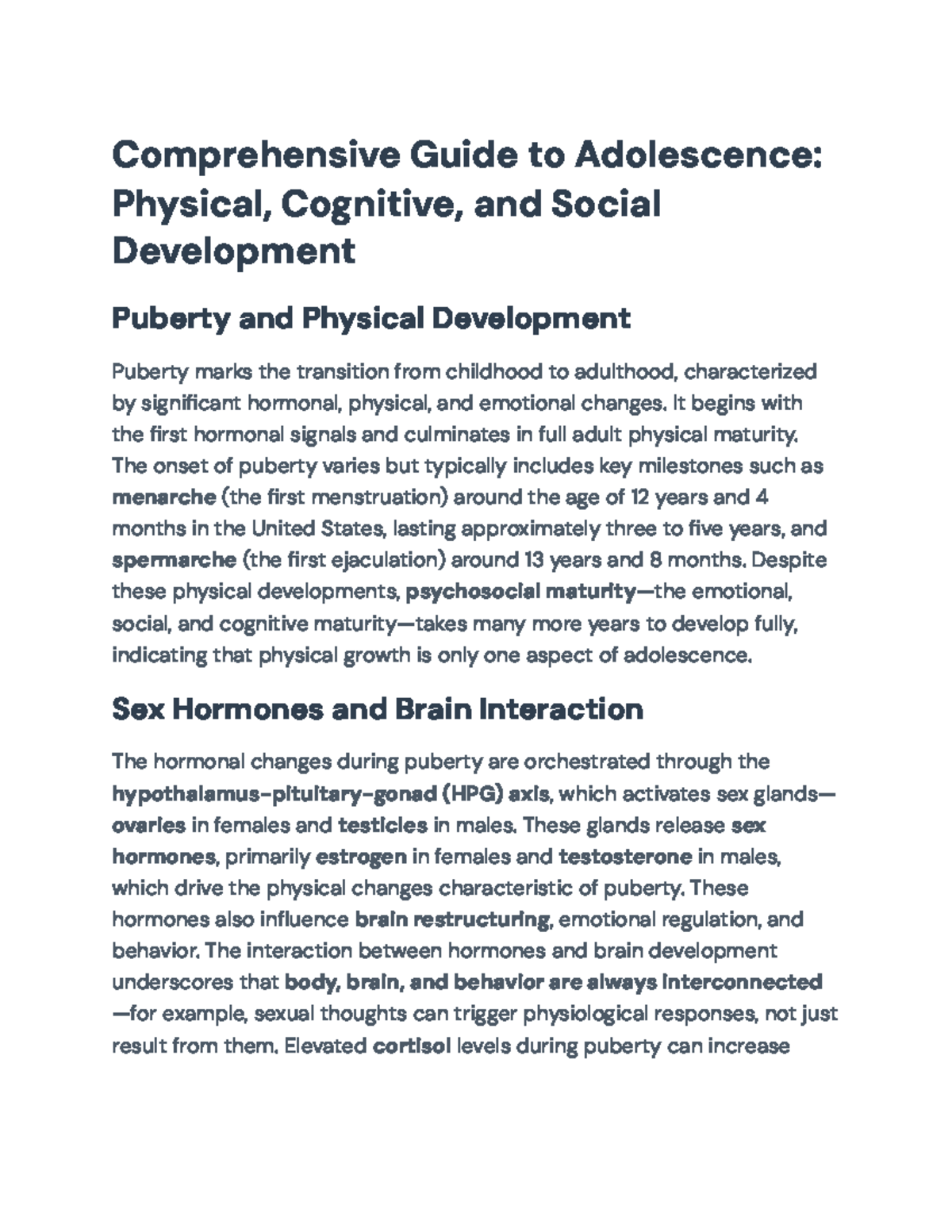 Guide to Adolescent Development: Physical, Cognitive & Social (PSY 101 ...