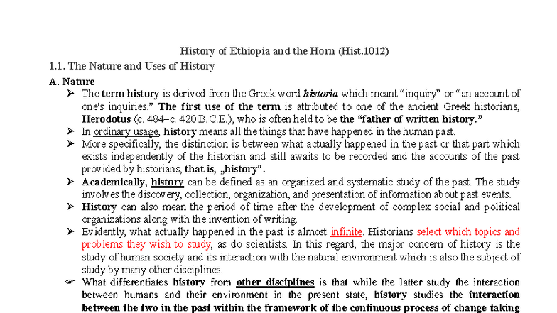 History of Ethiopia and the Horn: An Overview (Hist.1012) - Studocu