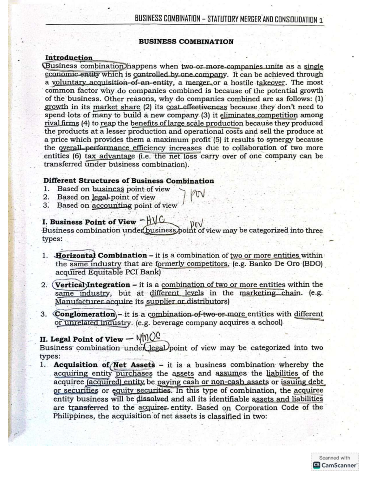 BUSINESS COMBINATION: STATUTORY MERGER & CONSOLIDATION OVERVIEW - Studocu