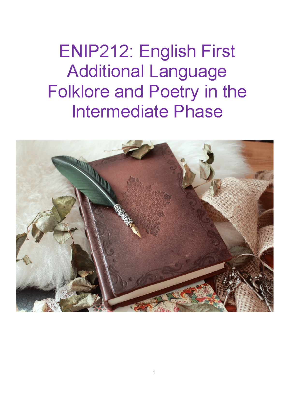 ENIP212: English First Additional Language - Folklore & Poetry Study ...