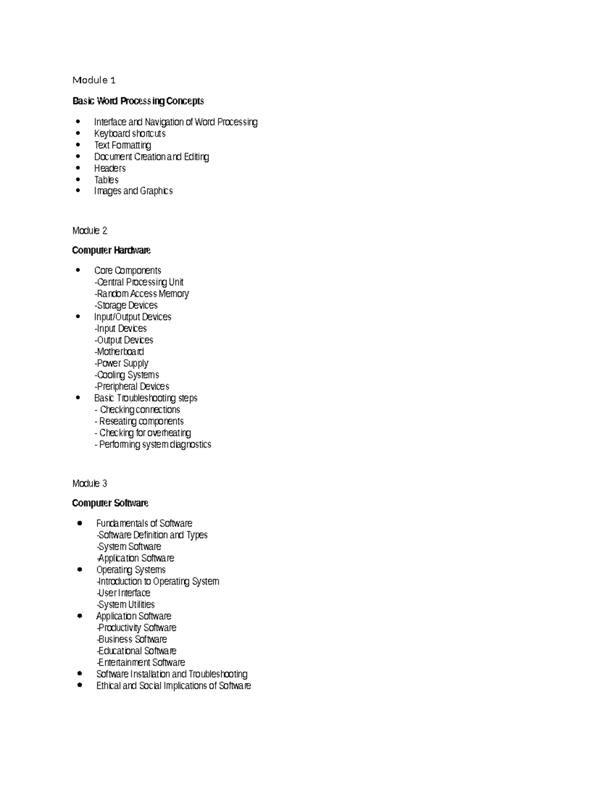 ITF Course Outline: Comprehensive Overview of Information Technology ...