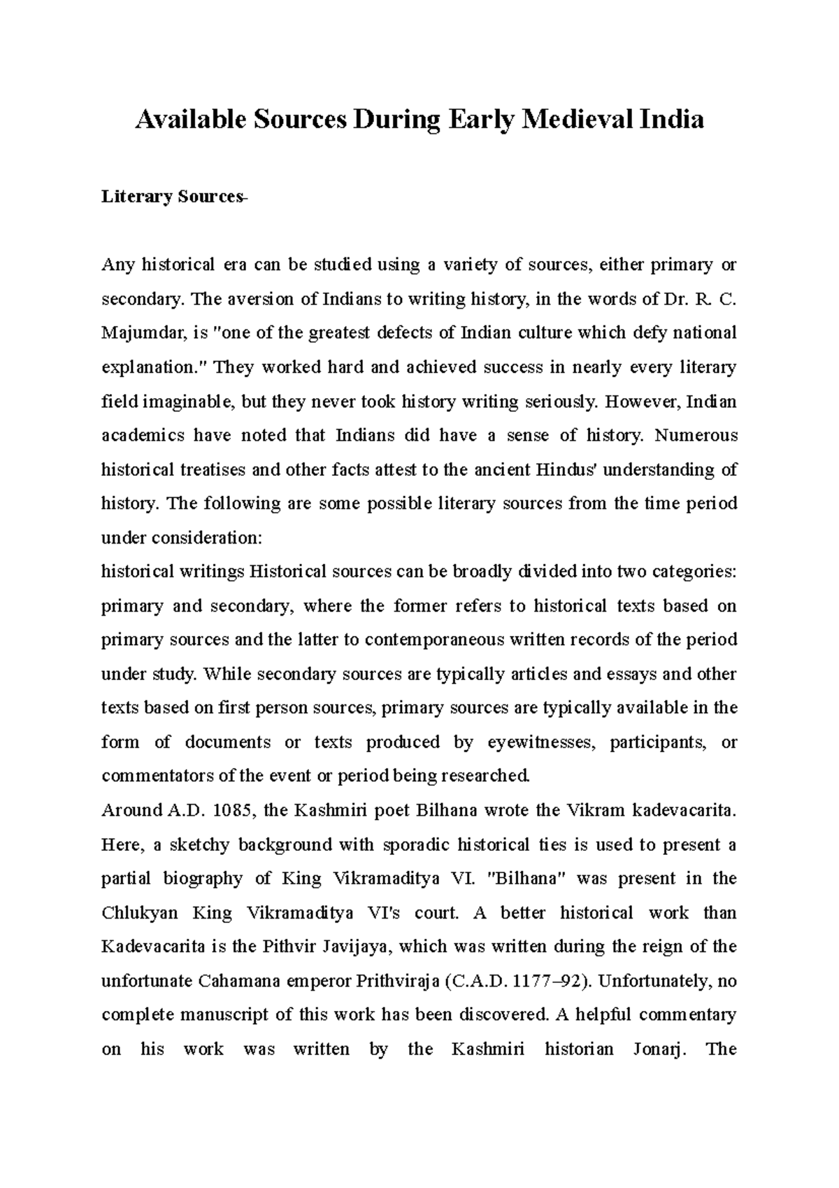 Sources of Historical Insight in Early Medieval India (HIST 101) - Studocu