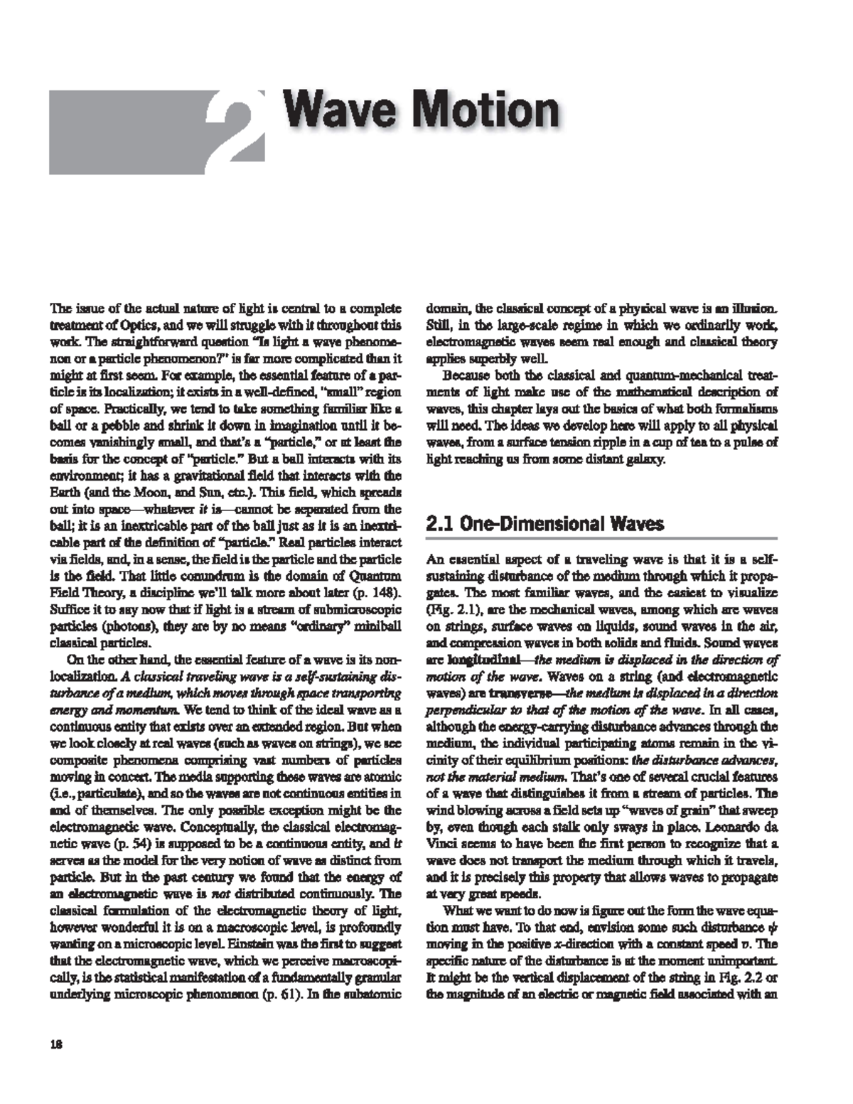 Hecht Physics Chapter 2: Wave Motion and Electromagnetic Waves - Studocu