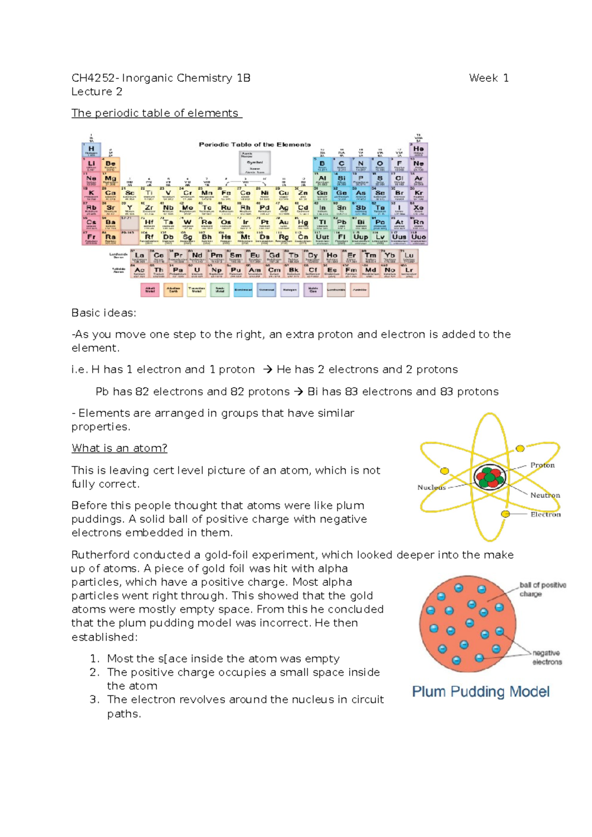 CH4252 Inorganic Chem 1B Week 01 Lecture 02: Periodic Table & Atomic ...