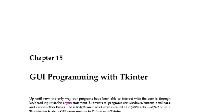 Chapter 15: GUI Programming with Tkinter in Python - Studocu