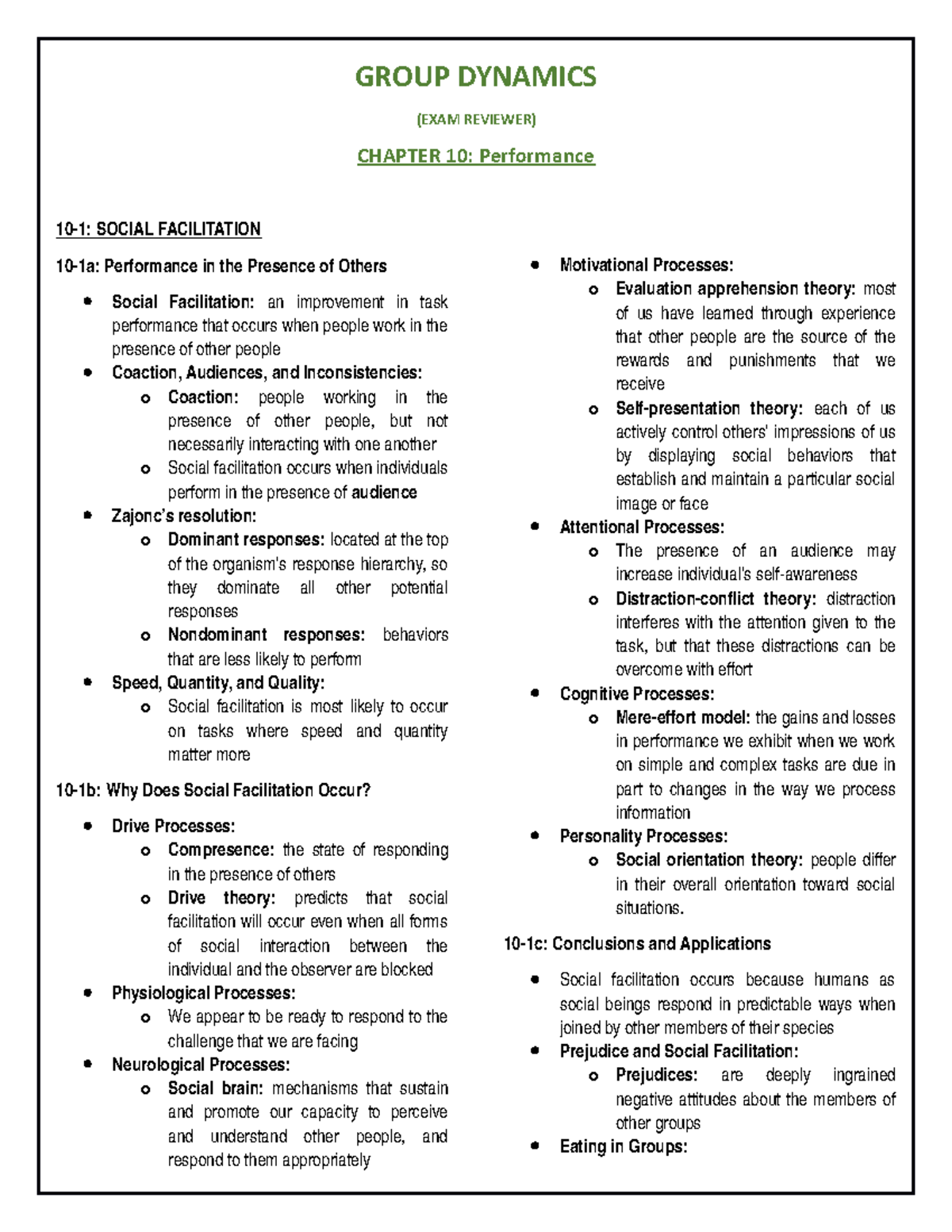GD- Chapters 10 AND 11 - GROUP DYNAMICS (EXAM REVIEWER) CHAPTER 10 ...