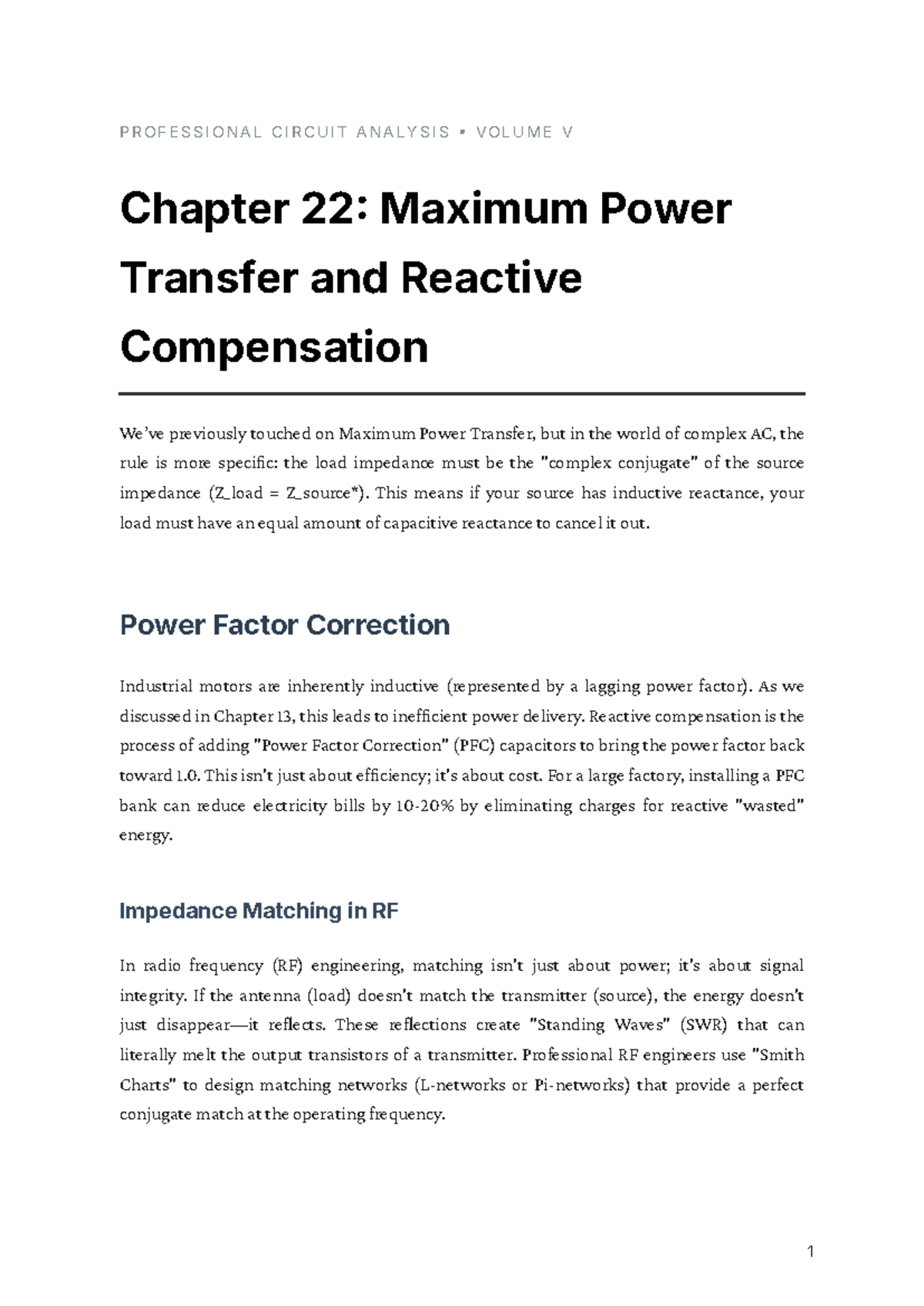 P ROFESSIONAL CIRCUIT ANALYSIS V Chapter 22: Power Transfer ...