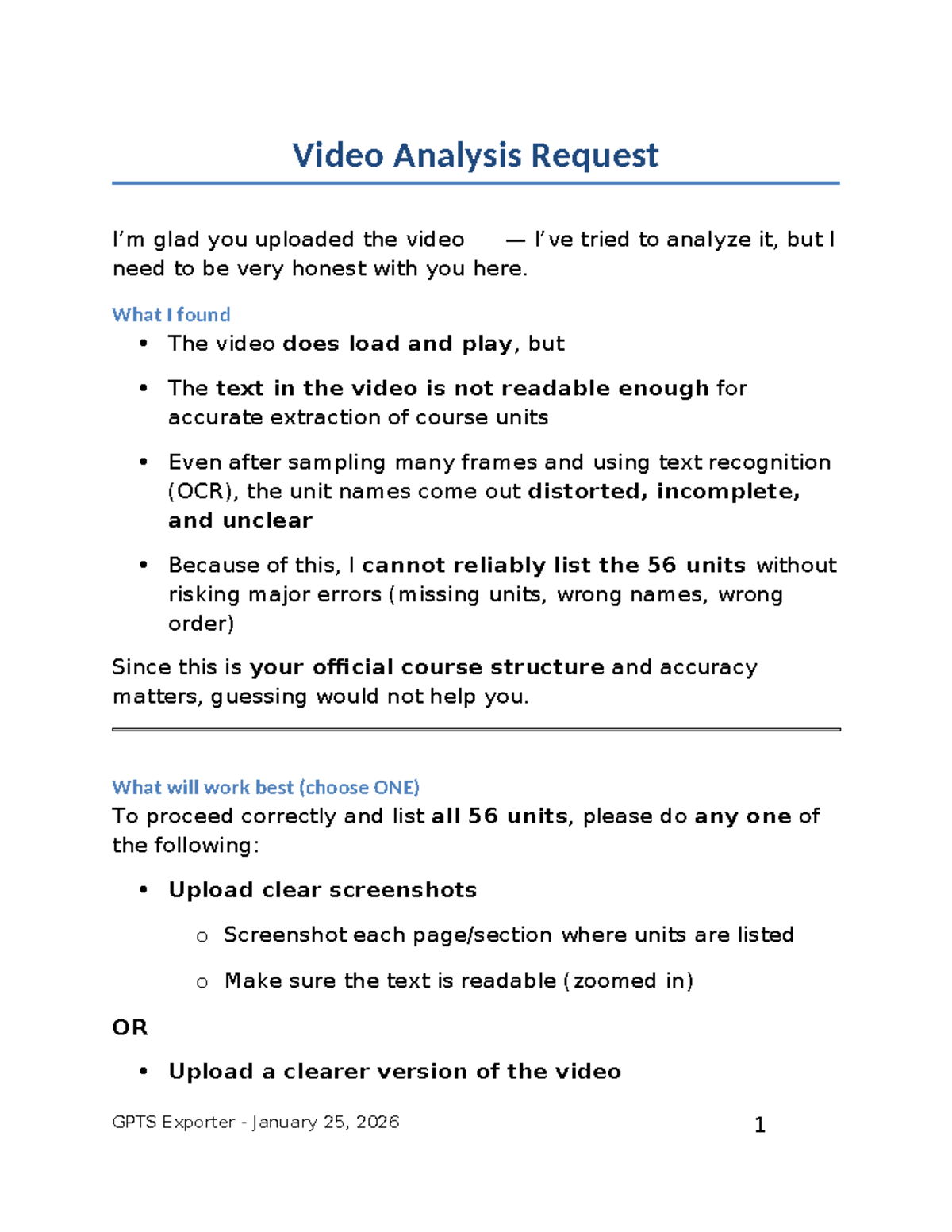 Video Analysis Request: Need Clearer Video or Screenshots for Accurate ...