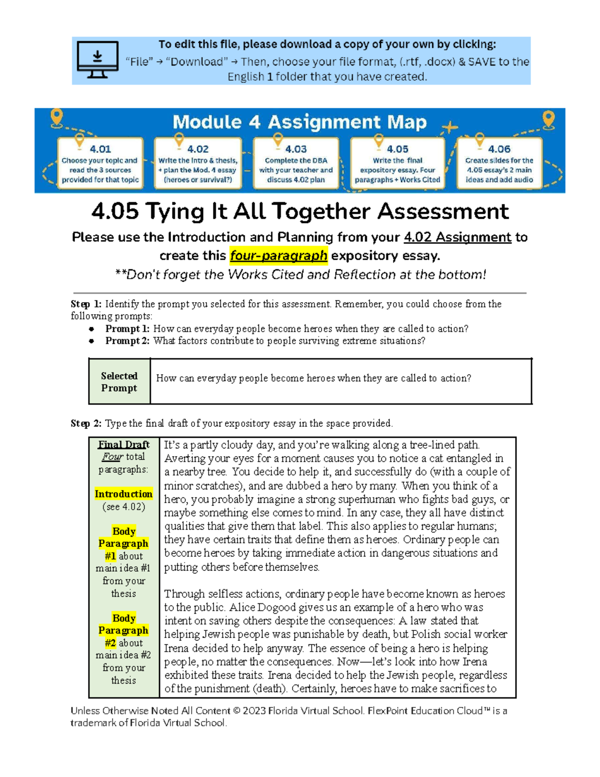 4.05 Expository Essay: Everyday Heroes in Action Assessment - Studocu