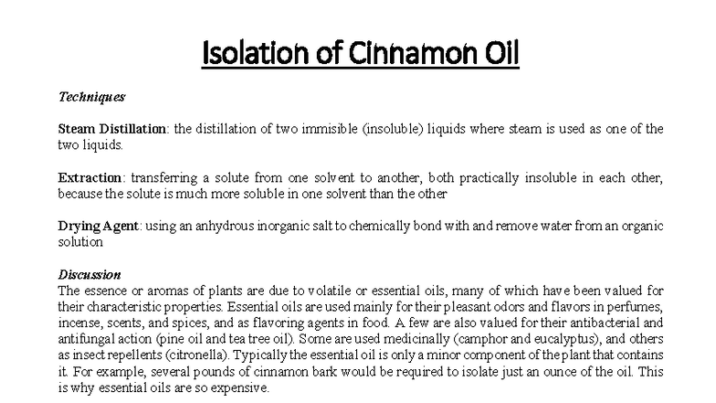 (ADA) Techniques for Isolating Cinnamon Oil via Steam Distillation ...