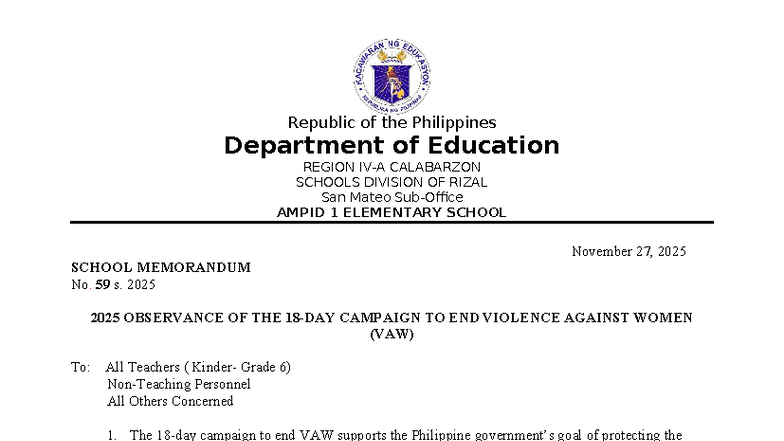 SM 59 s. 2025: Symposium on Violence Against Women (VAW) - Studocu