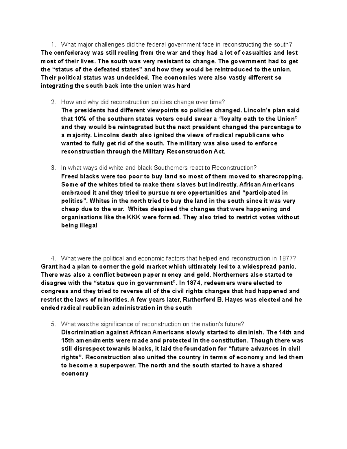 Chapter 16 Reconstruction Focus Questions Analysis - Studocu