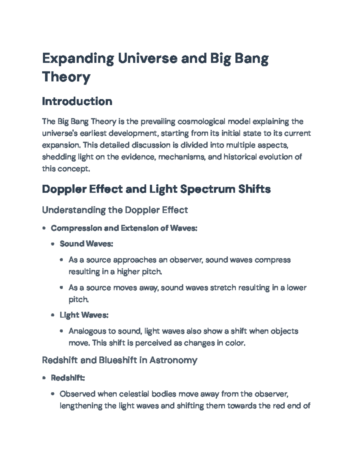Big Bang Theory and Expanding Universe: Evidence and Insights ...