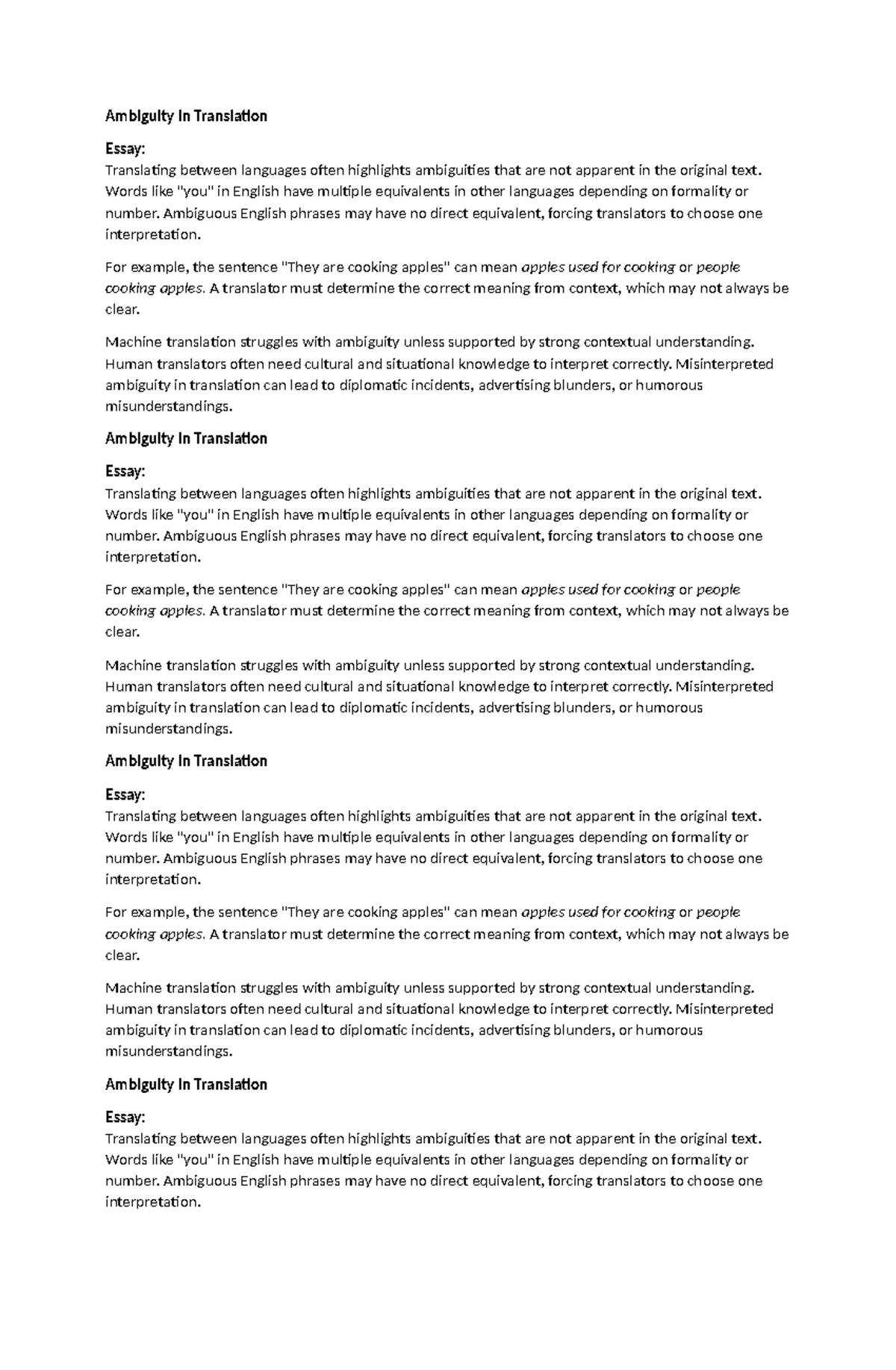 ENG 101: Lexical Ambiguity Essay - Understanding Multiple Meanings ...