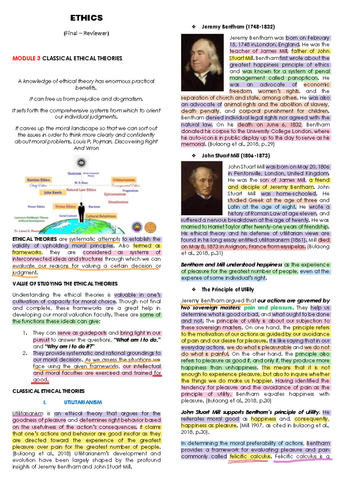 Ethics 101: Final Review on Classical Ethical Theories - Studocu
