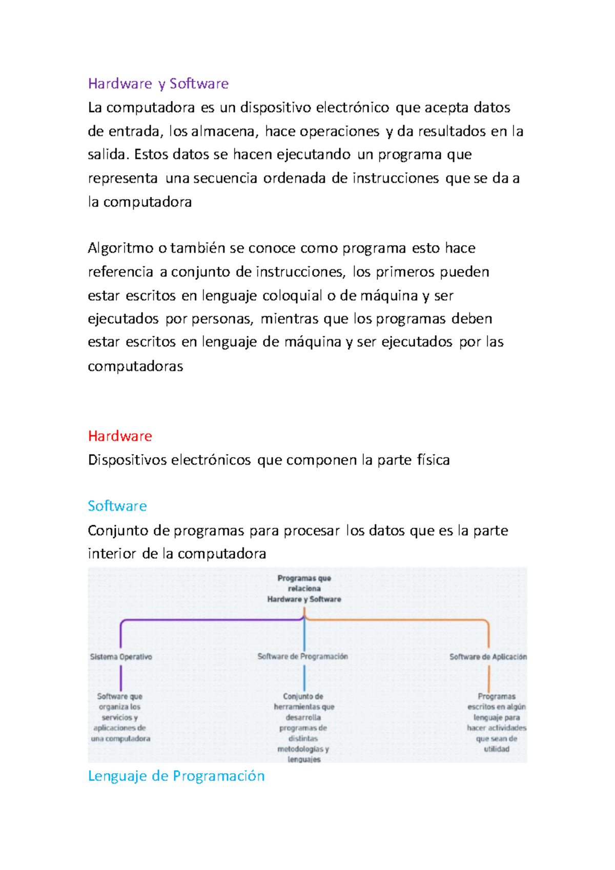 Resumen de POO y Java: Hardware y Software en Programación - Studocu