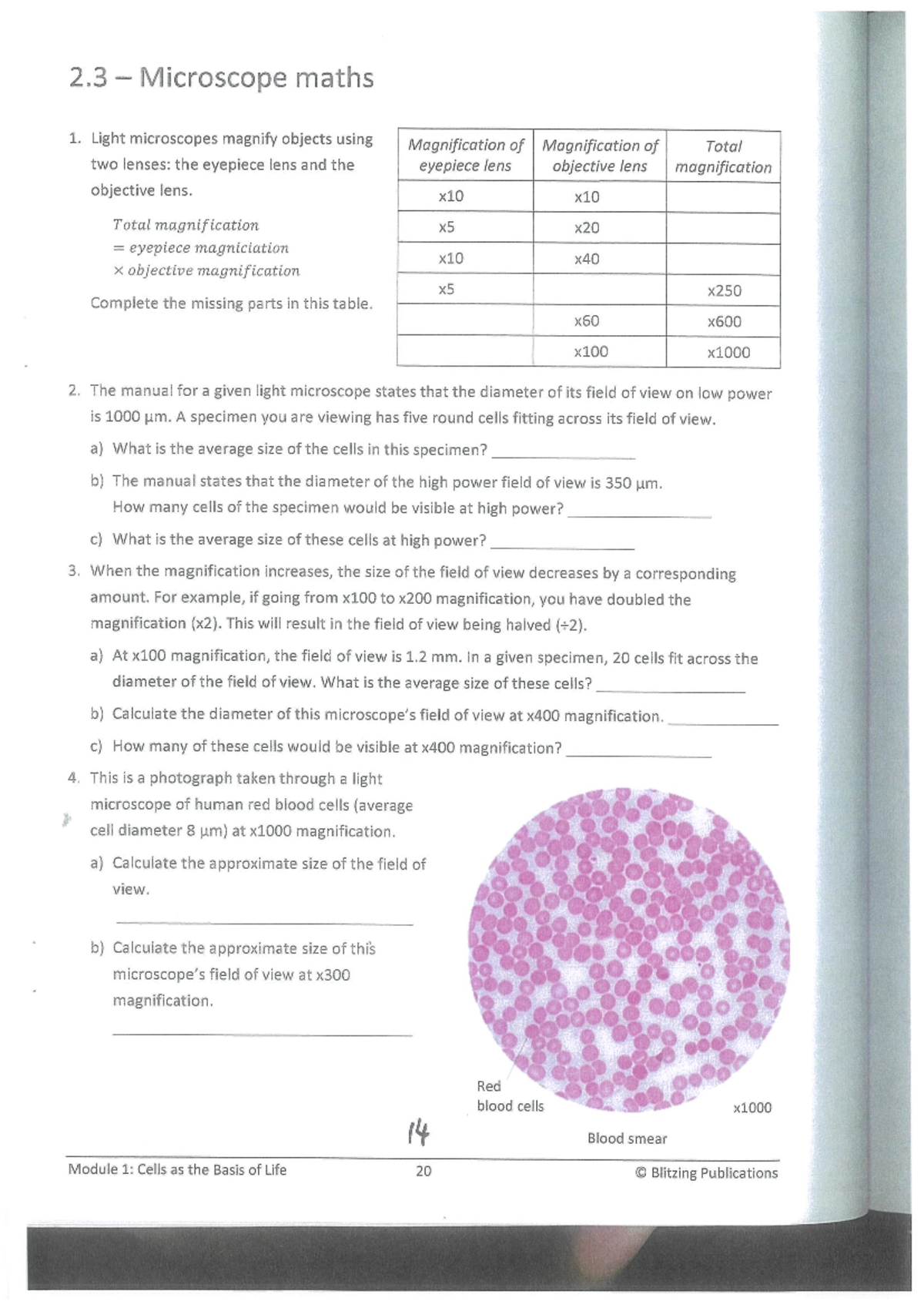 Microscope Maths: Understanding Magnification & Field of View - Studocu