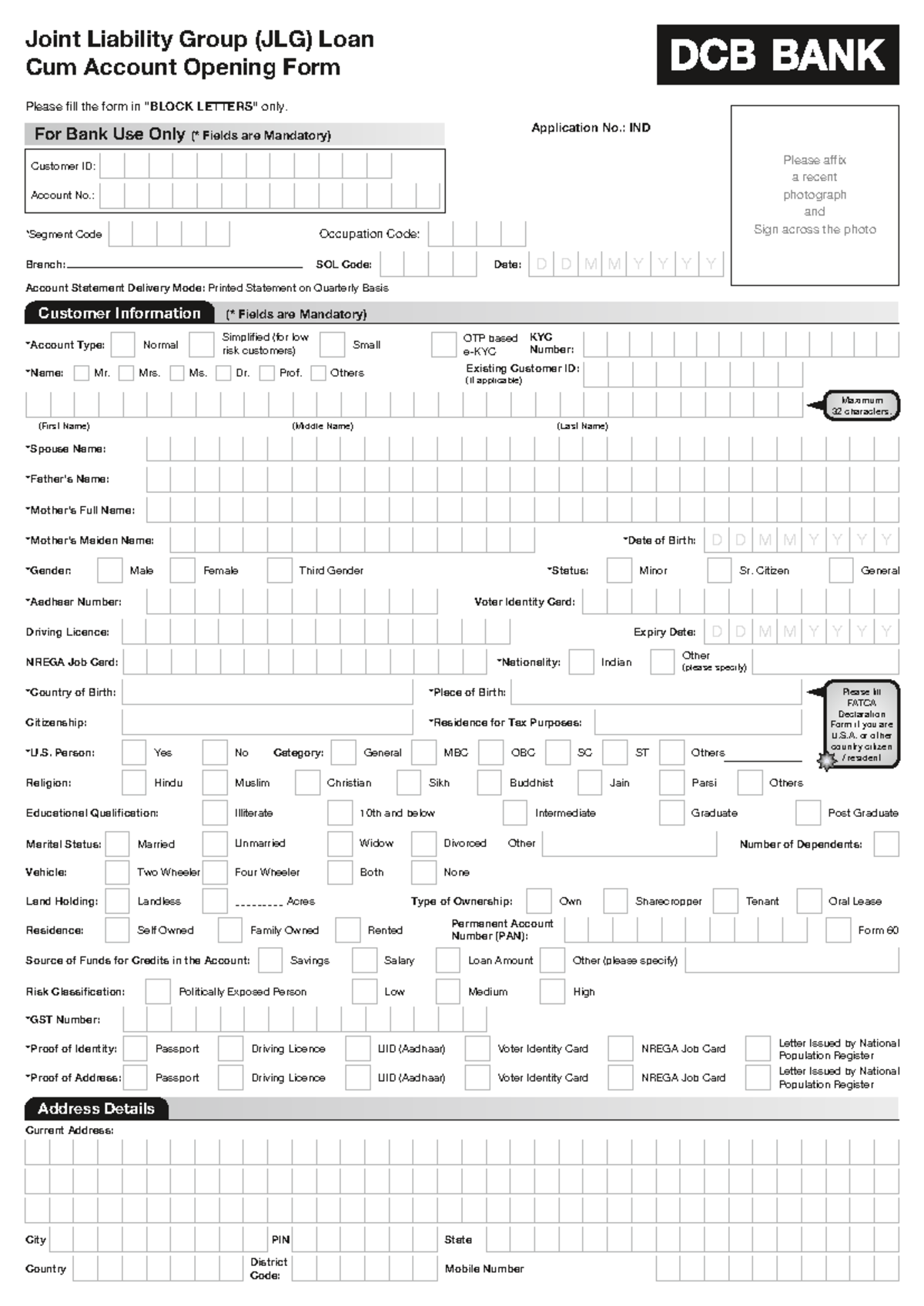 Joint Liability Group (JLG) Loan Application Form - Mar 2023 Notes ...