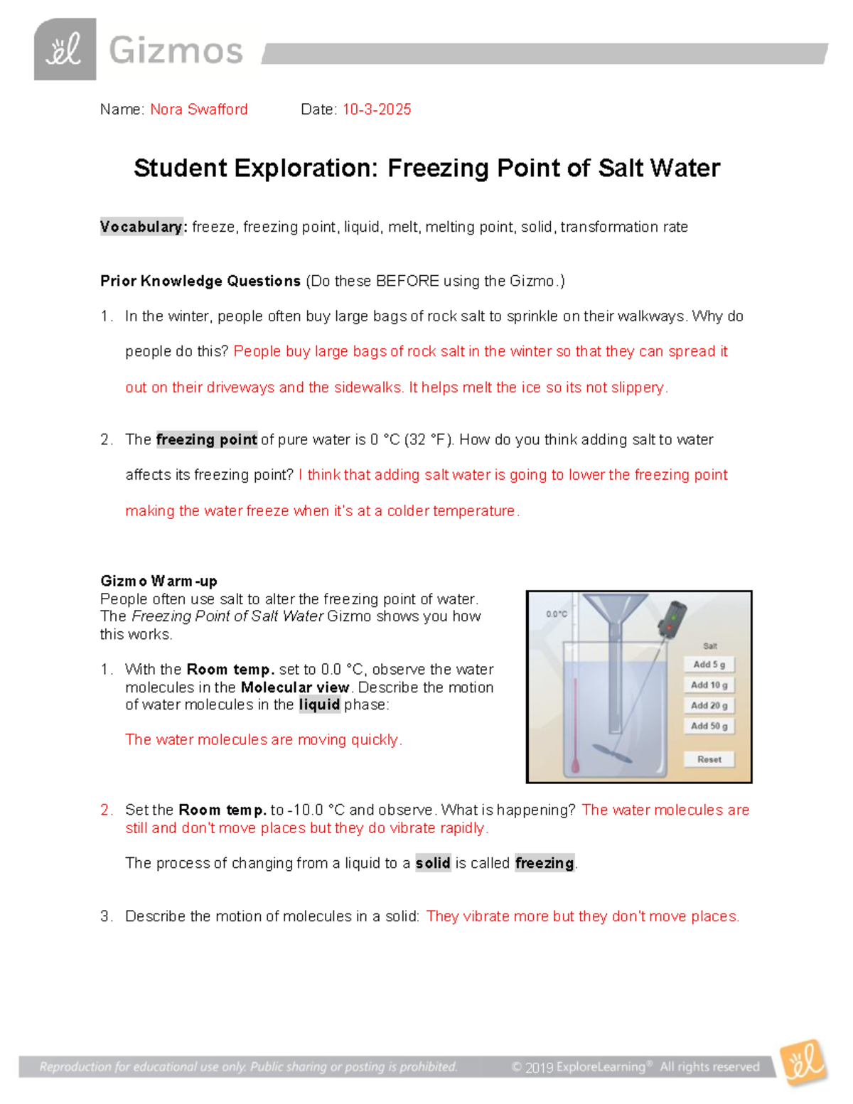 ISCI 2002 K - Exploring Freezing Point of Salt Water Gizmo - Studocu