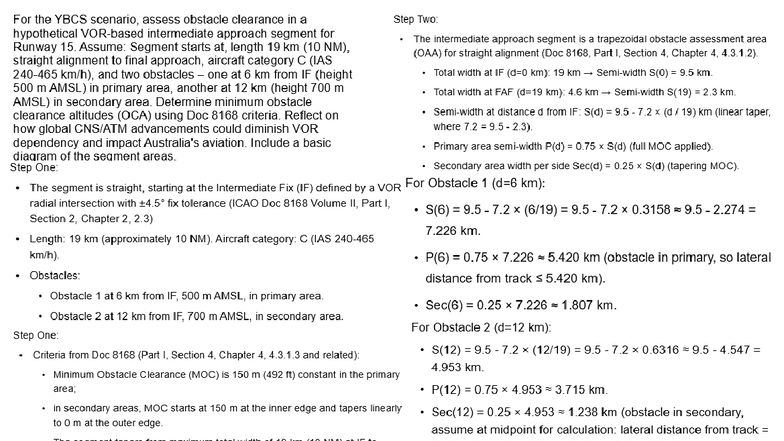 YBCS Obstacle Clearance Assessment: Step Two Analysis and MOC - Studocu