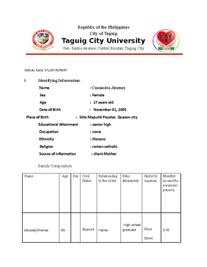 Social Work Community Case Study Report Sample - Community Case Study ...