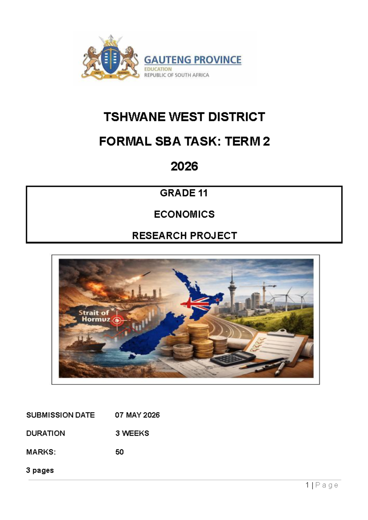 Grade 11 Economics SBA Task: Term 2 Research Project 2026 - Studocu