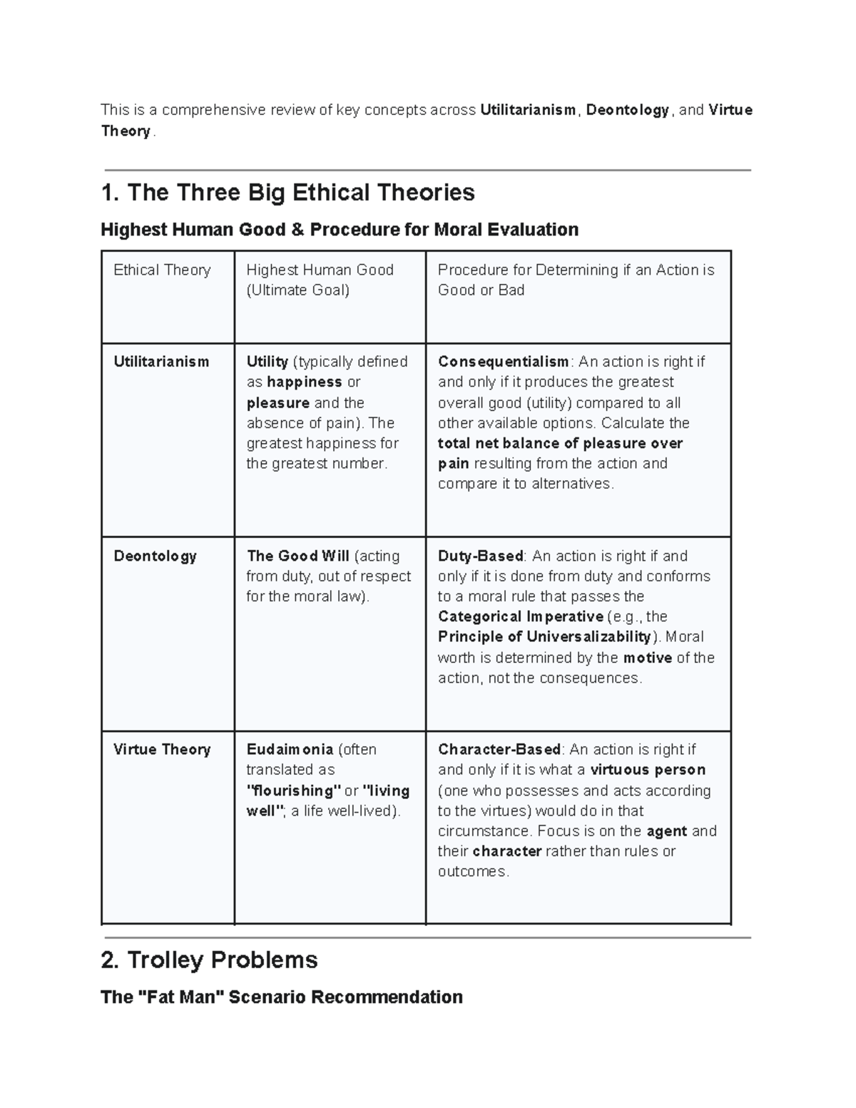 Ethical Theories Review: Utilitarianism, Deontology, & Virtue Ethics ...