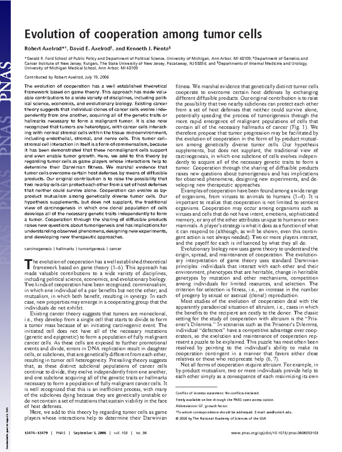 Axelrod 2006 - Source material for reading - Evolution of cooperation ...