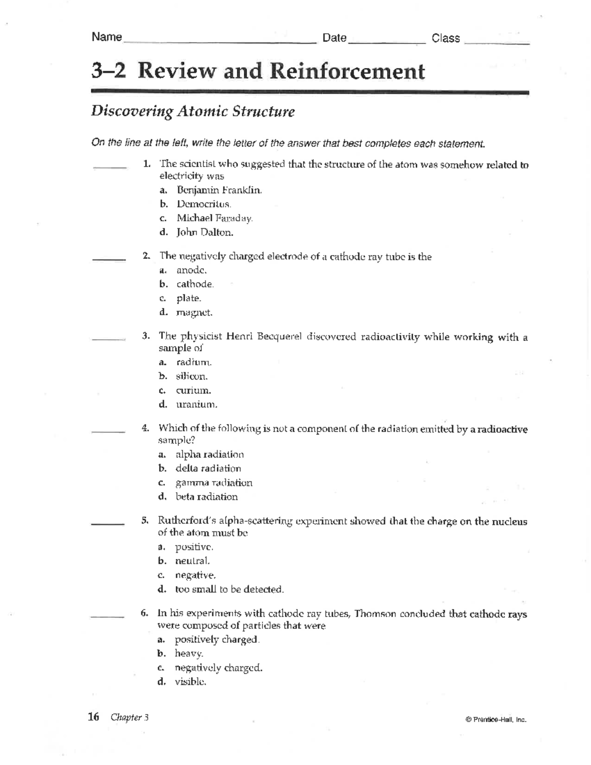 3-2 Review Sheet: Practice on Atomic Structure Concepts - Studocu