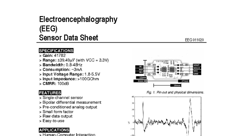 EEG 011020 Sensor Data Sheet: Specifications & Applications - Studocu