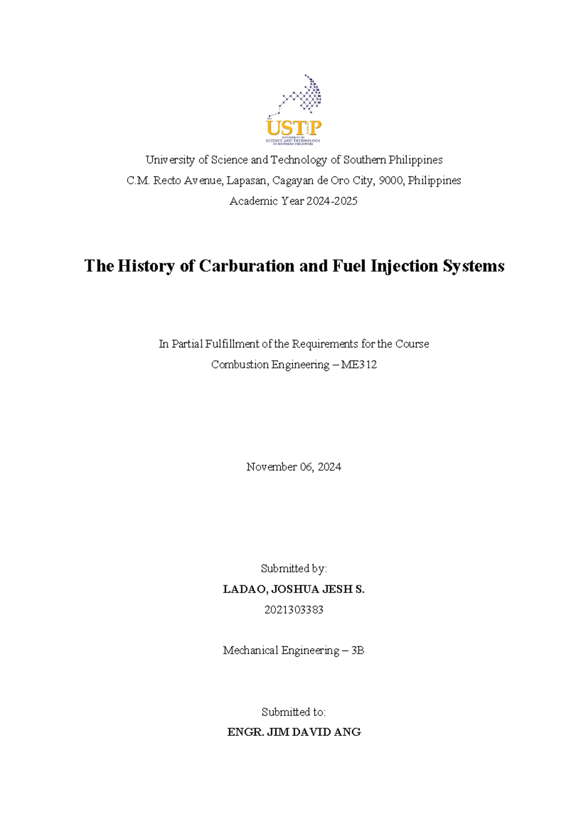 History of Carburetor and Fuel Injection - University of Science and ...