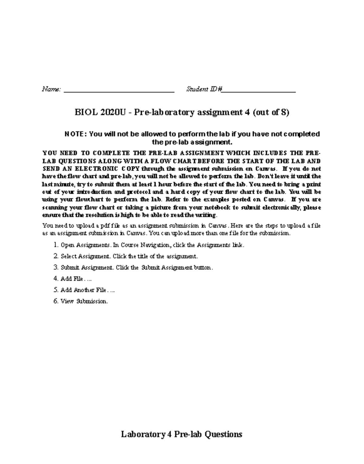 Genetics - Lab 4 Pre Lab - Lab 4 Pre-Lab - Name: _______________________________ Student - Studocu