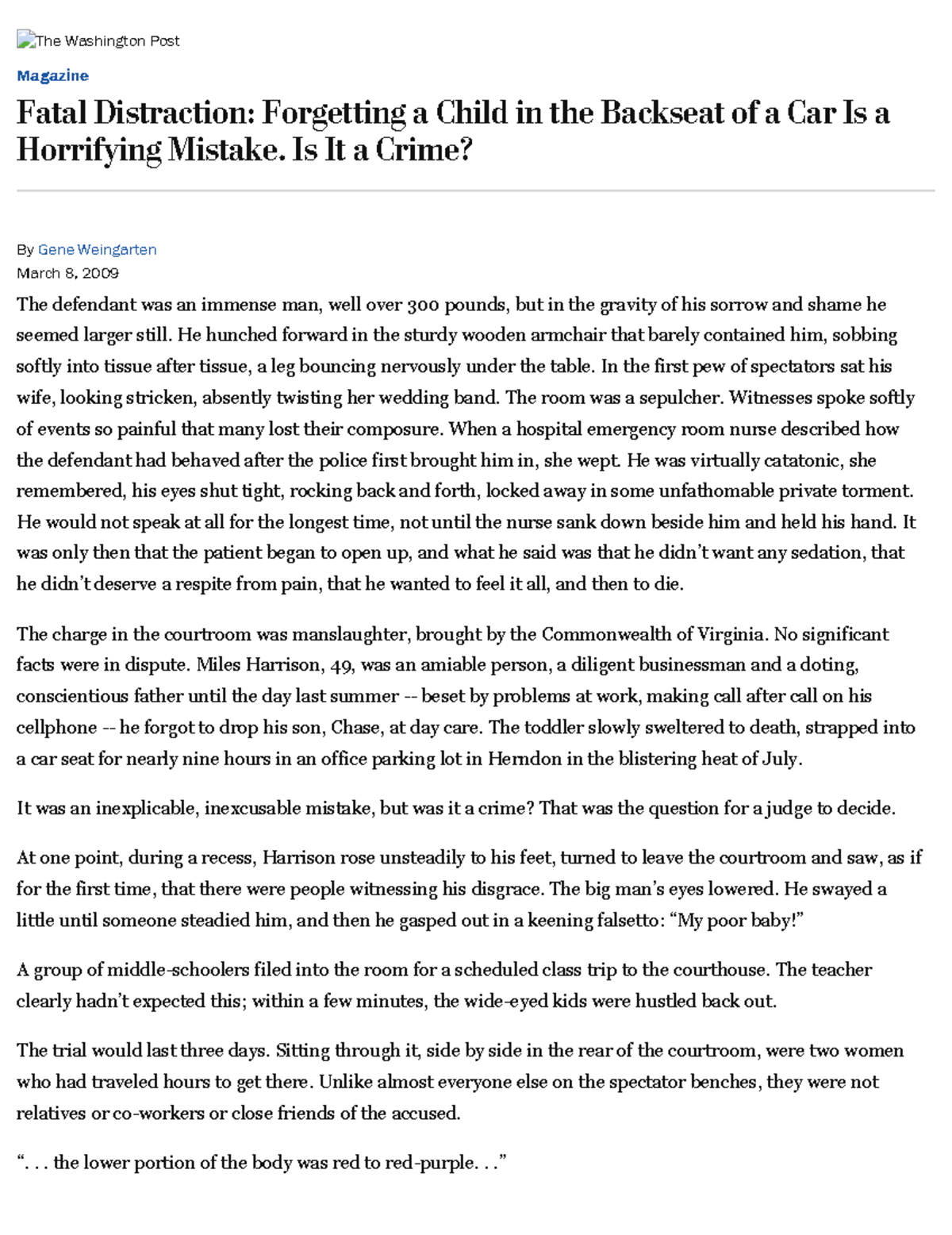 Fatal Distraction Forgetting a Child in the Backseat of a Car Is a ...