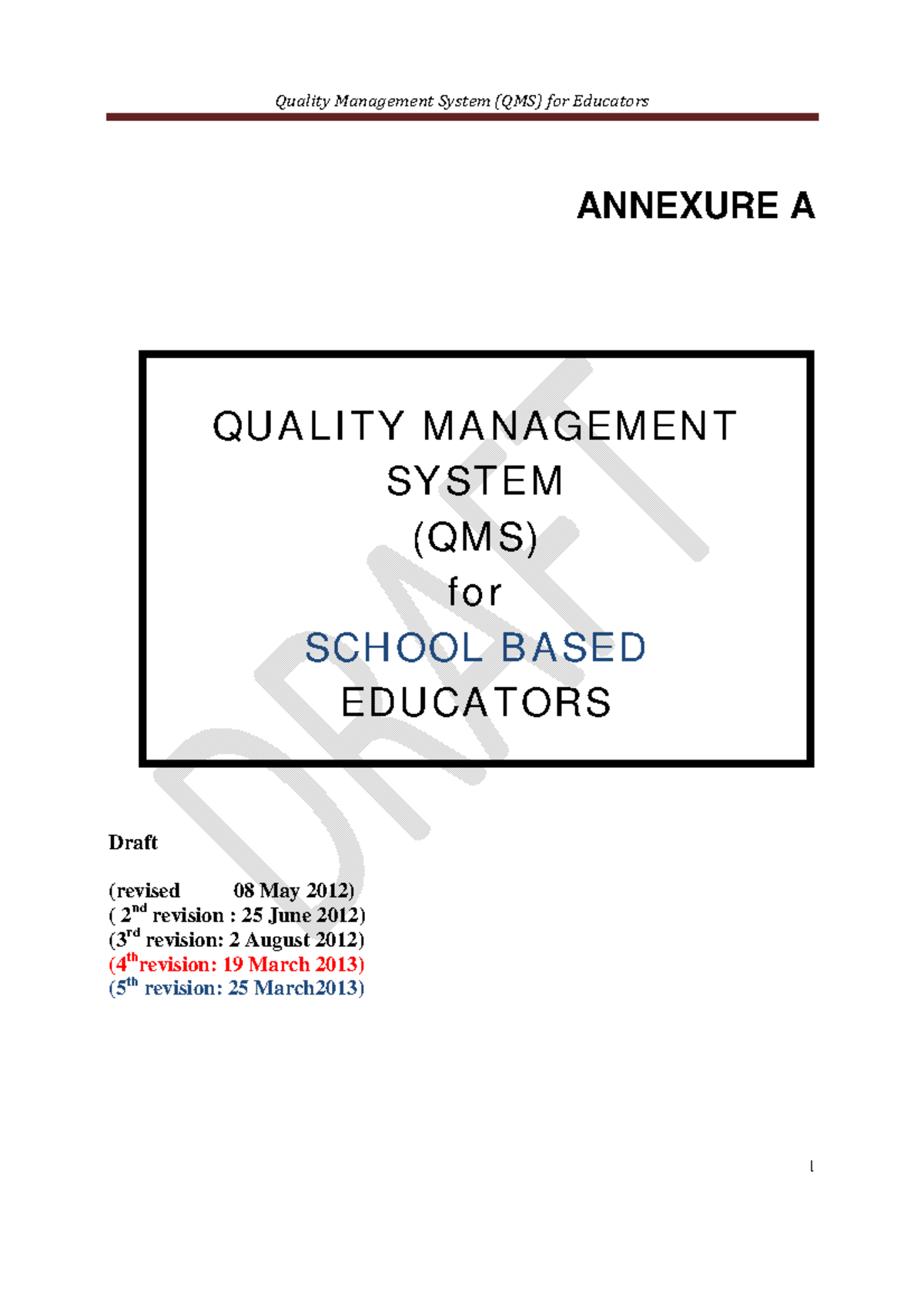 QMS - Quality Management System for School-Based Educators - Studocu