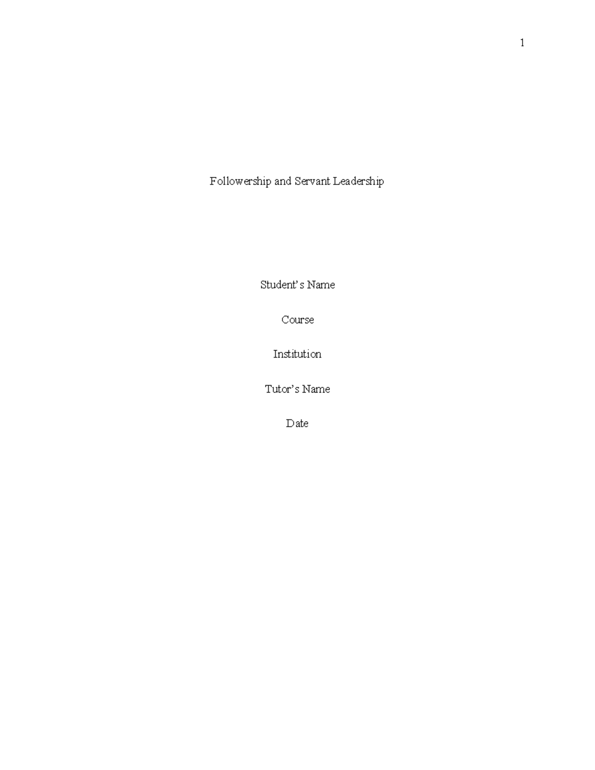 Comparative Analysis of Followership & Servant Leadership in Military ...
